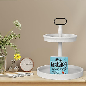 Beaching Not Teaching Wooden Box Sign, Rustic Funny Beach Theme House Bedroom Decor, Coastal Vibe Wood Box Sign for Home Office Shelf Table Decoration 5 X 10 Inches Gift for Beach Lover