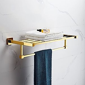 Towel Racks Towel Rails Towel Bar Wall Mounted Brass Hand Towel Bar Bathroom Towel Holder Kitchen Dish Cloths Hanger Towel Racks Needed-Foldable Towel Rail(Bath Towel Rack)
