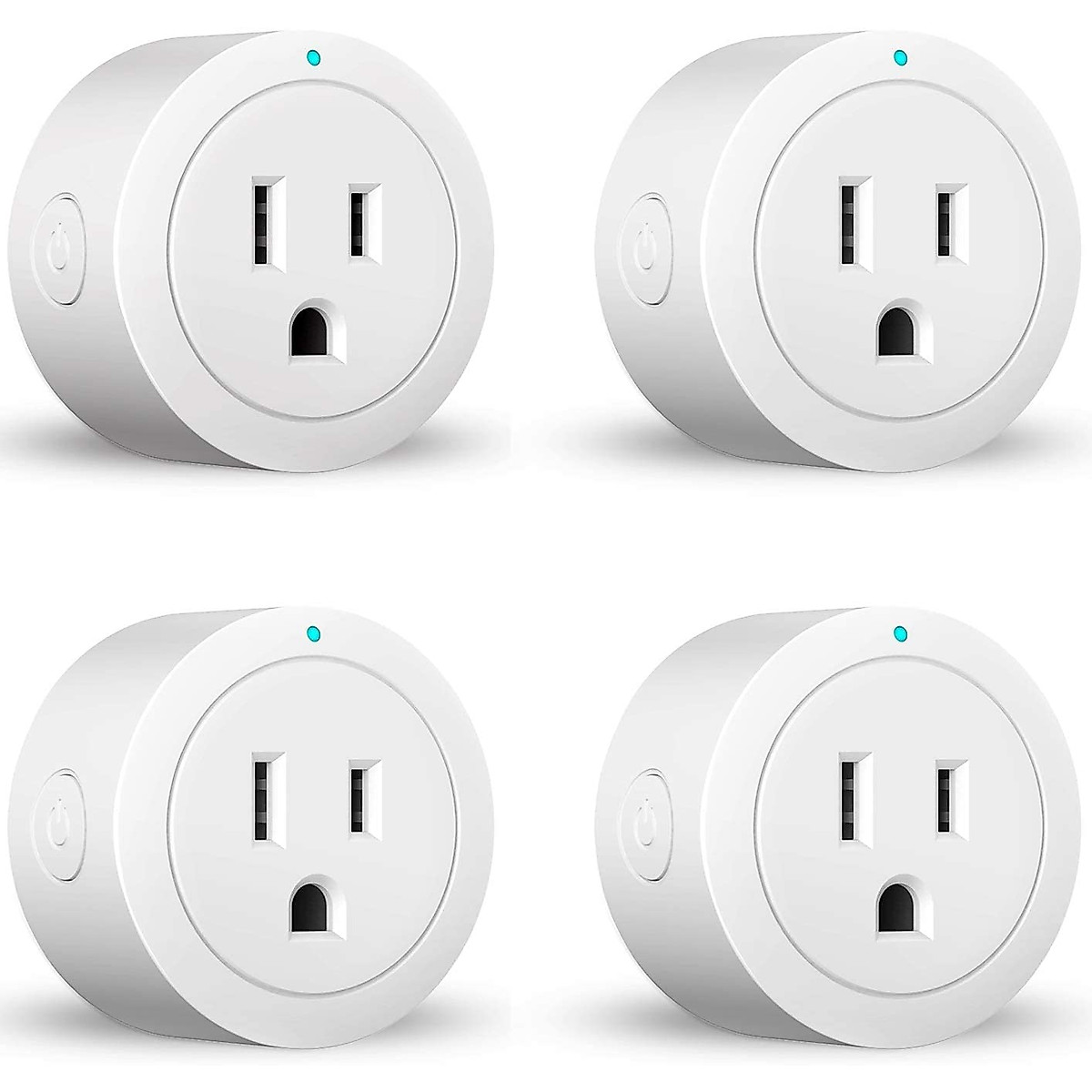 Smart Plug Amysen - A Certified & Alexa, Echo & Google Home – Only WiFi 2.4G (4- Pack) (C LED Green)