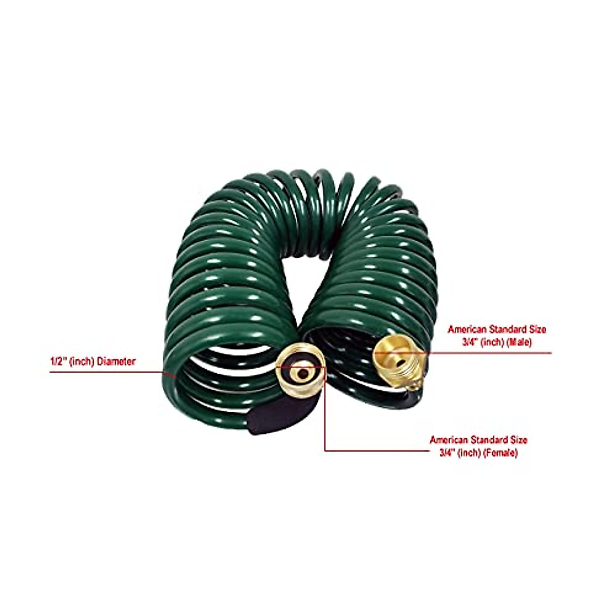 GHN-06 Heavy-duty EVA Recoil Garden Hose with 7-Pattern Spray Nozzle, Green, 50 Foot