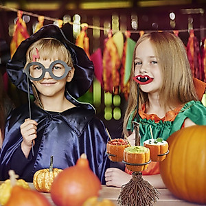 BWDCQMX Halloween Candy Holder Cupcake Stand Pumpkin Bowl Halloween Decor Witch Broom Design Candy Holder Orange Halloween Table Centerpieces Cute Decor for Halloween Parties