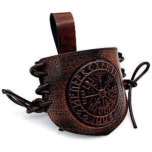 5MoonSun5's Medieval Viking Leather Belt Attachment Genuine Leather Hanger/Holster/Holder for 12" to 16'' Viking Drinking Horn Handcrafted Accessory securely attaching it to your belt, bag,or backpack