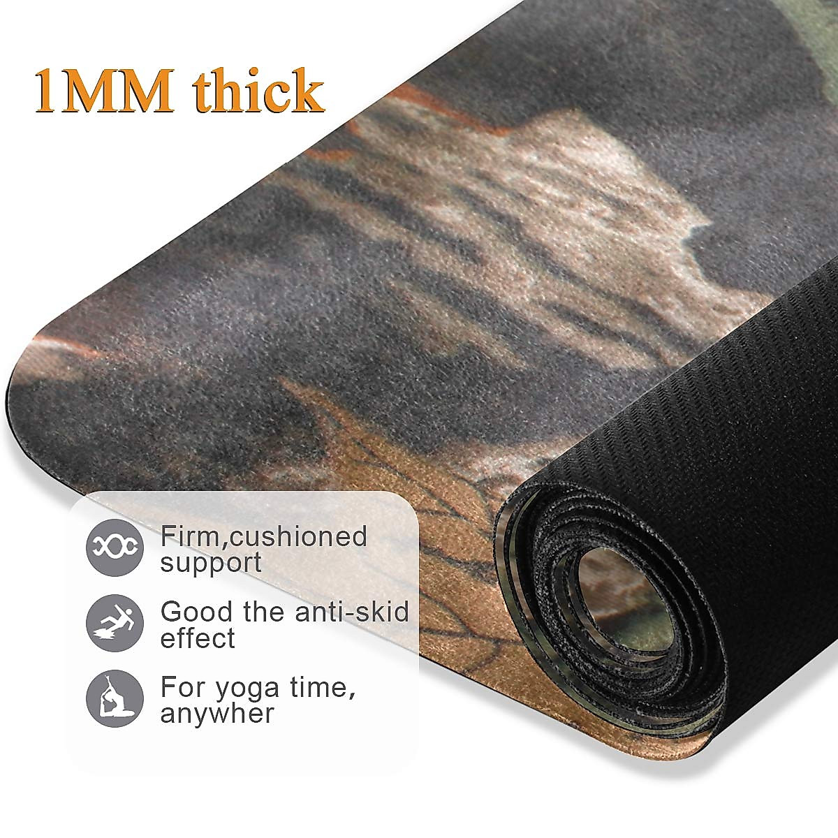 Qilmy Plant Camo Yoga Mat Foldable 1mm Thick Non-Slip Travel Yoga Mat Cover Pad Sweat Absorbent and Soft Lightweight Exercise Workout Mat for Yoga Pilates