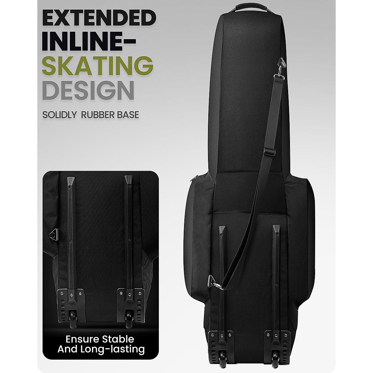 OutdoorMaster Padded Golf Club Travel Bag with Wheels, 900D Heavy Duty Oxford Waterproof -Alligators - Black