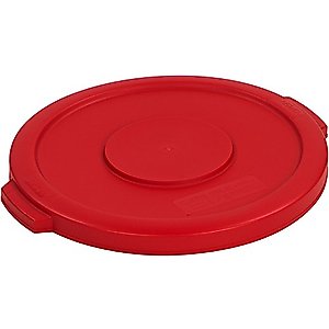 CFS 34101105 Bronco Polyethylene Round Lid, 16.13" Overall Diameter x 2.13" Height, Red, For 10 Gallon Containers (Case of 6)