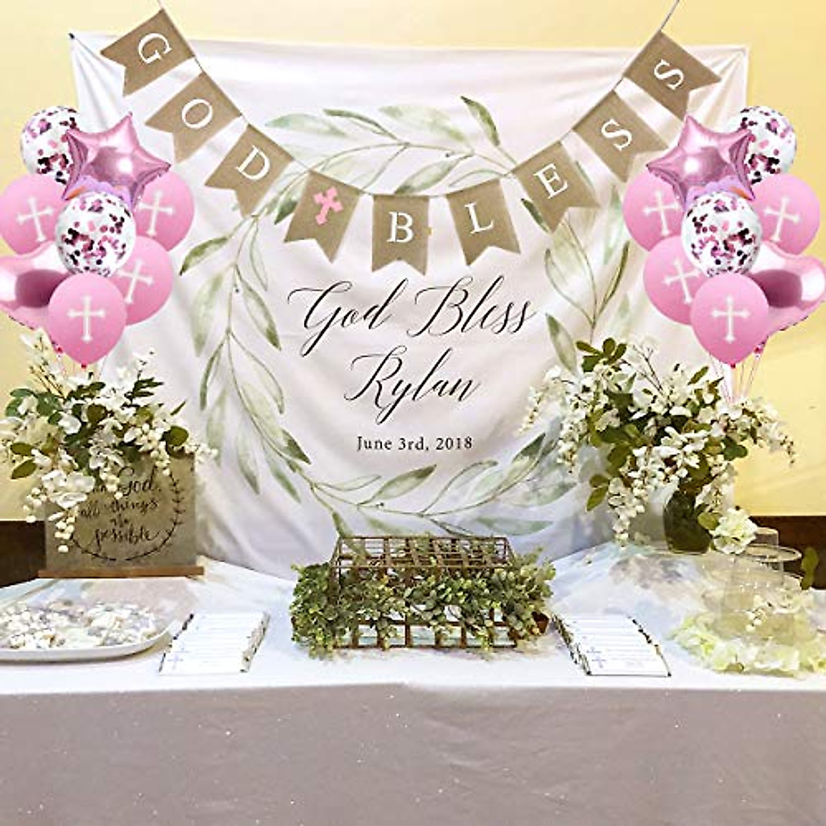 God Bless Banner Baptism, Baptism Decorations Girl, Confirmation Balloons, First Communion Balloons, Cross Balloons for Baptism, Baptism Cross Balloons, Baptism Decorations, Baby Shower