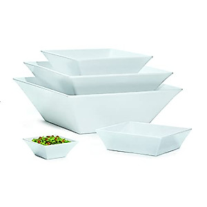 G.E.T. ML-238-W 14 oz., 5" White Square Bowl, Break Resistant, Siciliano (Qty,1)