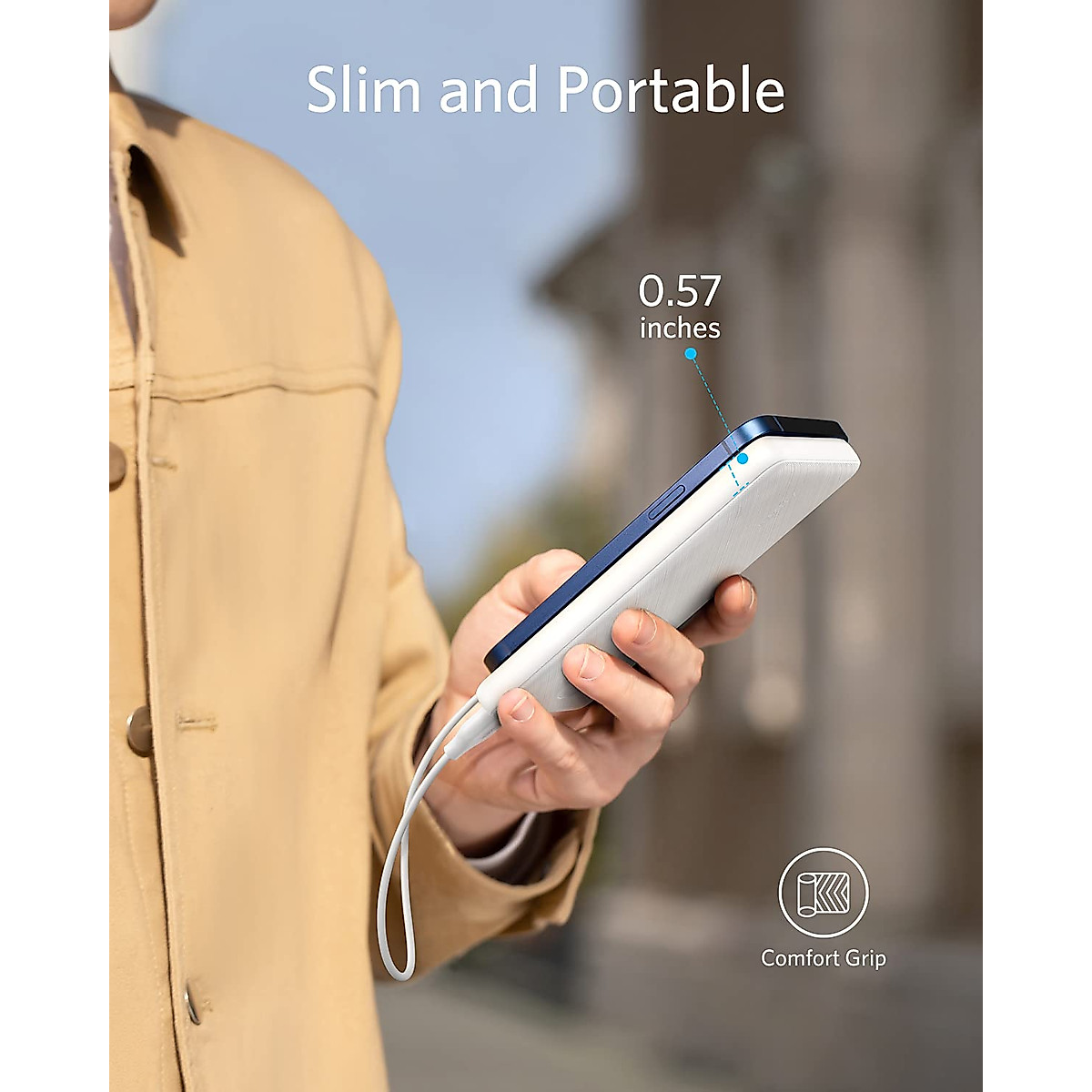 Anker Portable Charger, Power Bank, 10,000 mAh Battery Pack with PowerIQ Charging Technology and USB-C (Input Only) for iPhone 15/15 Plus/15 Pro/15 Pro Max, iPhone 14/13 Series, Samsung Galaxy