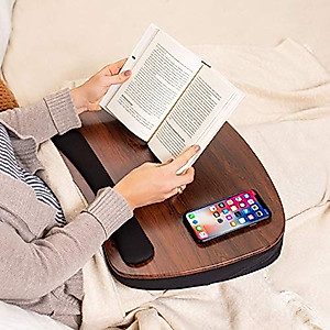 Sofia + Sam Oversized Lap Desk with Memory Foam Cushion | Wrist Rest Cushion | Fits Laptops Up to 17" | Brown and Black | Computer Lap Tray | Portable Home Office Workstation