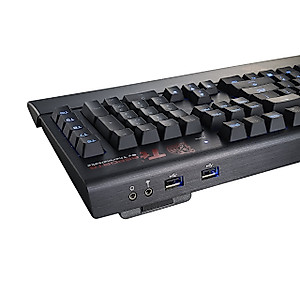 Thermaltake Tt e Sports Poseidon Z Forged Aluminum Faceplate with Built-in USB Port & Sound Card Brown Switches Blue Backlight Mechanical Gaming Keyboard KB-BAZ-KBBLUS-04