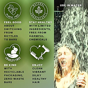 SpiraLeaf Shampoo & Shave Bar, Essential Oils, Limited Ingredients, Concentrated Formula, USA Made (Evergreen)