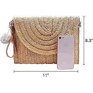 Freie Liebe Straw-Purses for Women Summer Woven Crossbody-Bags Clutch Purses