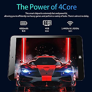 SERYUB Mini 5 8.0-inch IPS LCD Ultra-Thin Lightweight Tablet with Win 10, High-Speed and Silent, 4GB RAM/128GB EMMC/Wireless WiFi/Micro USB, High-Performance Windows Tablet. (Black)