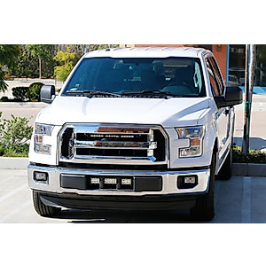 iJDMTOY Lower Grille Mount LED Light Bar Compatible with 2015-20 Ford F150 XLT Lariat Limited, Includes (1) 96W High Power LED Lightbar, Lower Bumper Opening Mount Brackets & On/Off Switch Wiring