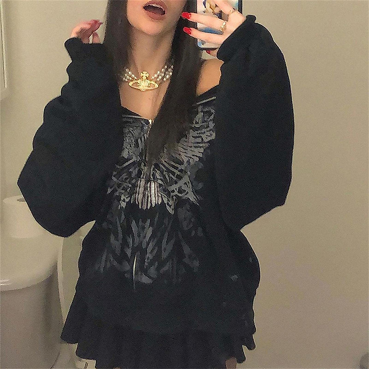 NaranjaBurbuja Y2k Zip Up Hoodies for Teen Girls Aesthetic Trendy Oversized Sweatshirt Womens 2022 Star Graphic Print Jackets Streetwear