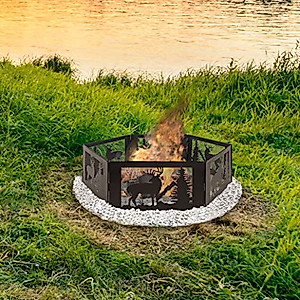 Pleasant Hearth OFW116FR Deer Mountain Folding fire Ring, Black