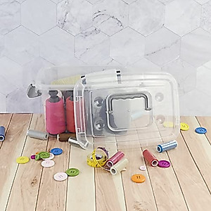 Obstnny 6 Packs Small Plastic Container Box, Latching Storage Bins with Handle, 5 L