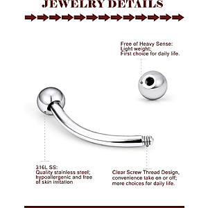 Prjndjw 48PCS 14G Glow in The Dark Snake Eyes Tongue Rings Surgical Steel Curved Barbell Nipplerings Nipple Ring Body Piercing Jewelry for Women Men