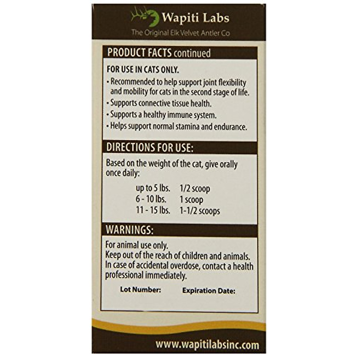 Wapiti Labs Inc Cat ReVitalize Formula Pet Supplement, 15gm