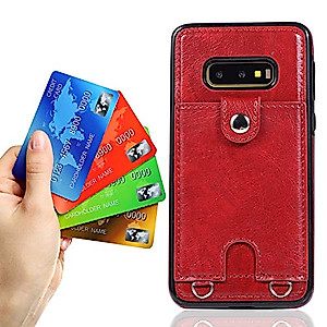 Jaorty PU Leather Wallet Case for Samsung Galaxy S10e Necklace Lanyard Case Cover with Card Holder Adjustable Detachable Anti-Lost Neck Strap Case for Samsung Galaxy S10e,Gold