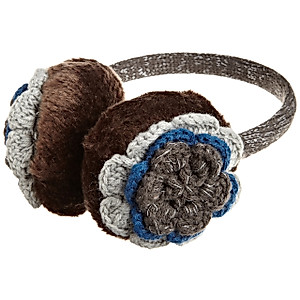Jessica Simpson Women's Crochet Flower Earmuffs, Grey, One Size