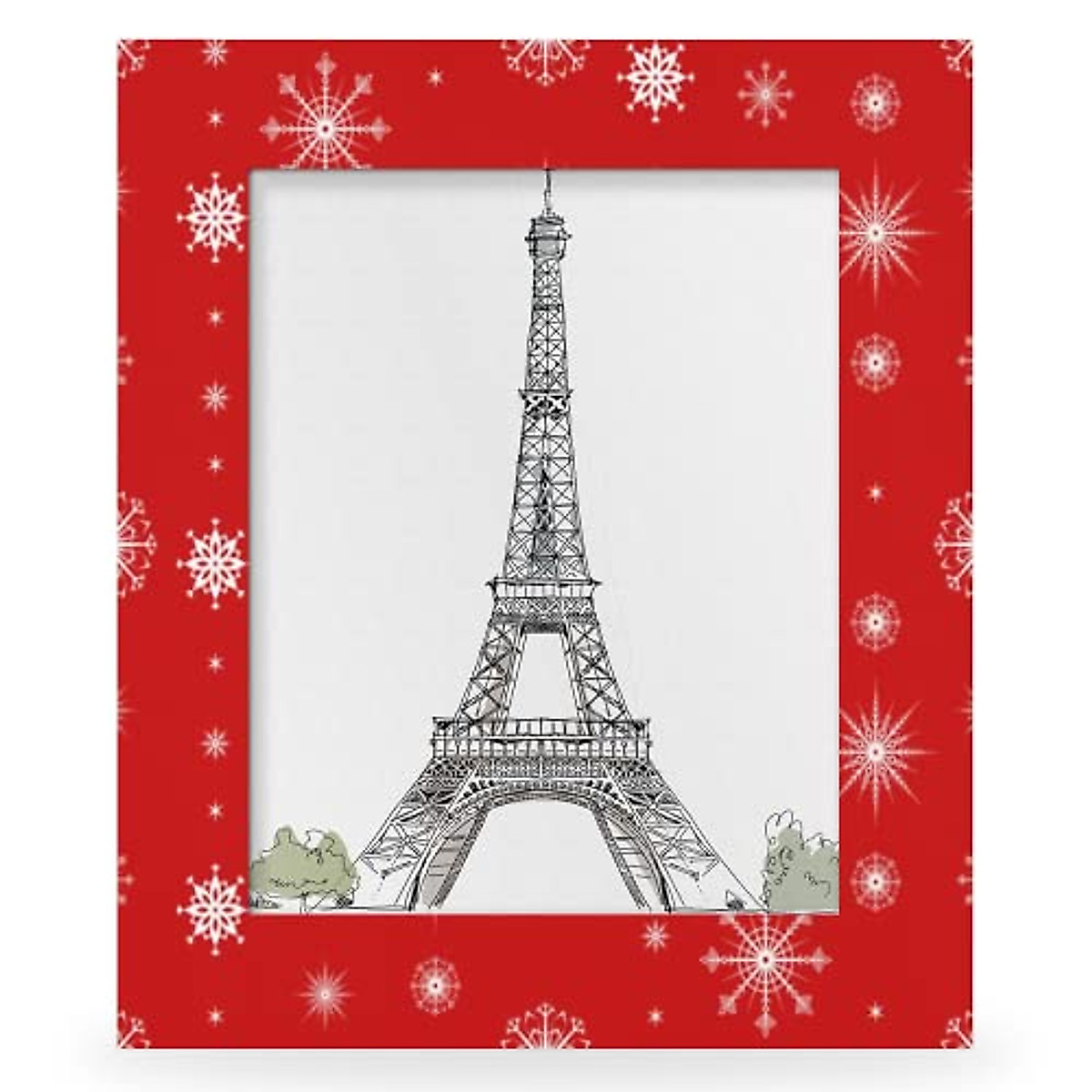 Pardick Xmas Red 4x6 Picture Frame, Christmas Snowflake Wooden Photo Frames for Tabletop and Wall Display, Picture Frame Home Office Decor