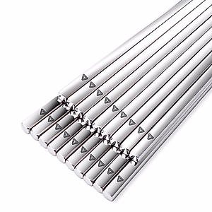 Chopsticks Metal Chopsticks 304 Stainless Steel Chopsticks Lightweight Travel, Reusable Chopsticks ,Dishwasher Safe(10 pairs )
