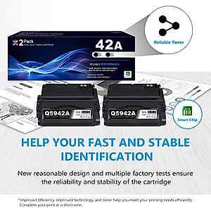 42A Q5942A Toner Cartridge with CHIP 2 Pack: High Yield Replacement for HP 42A Black Toner Cartridge Q5942X Q5945A Works with Laser 4200, 4250, 4300, 4350, M4345 MFP Series Printer | Q5942A 42A Ink