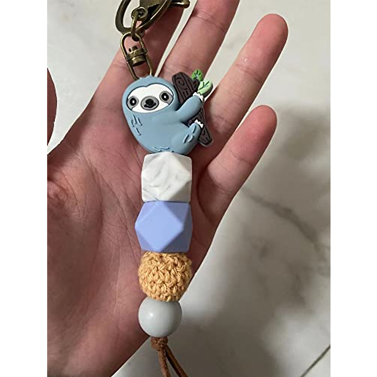 Lemua Sloth Gift for Men Boys Sloth Keychain Blue Key Chains
