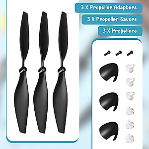 Zhanmai 3 Sets Spare Rc Plane Propellers Rc Airplane Carbon Fiber Nose Cone Compatible with Tr-c285g Plane and Tr-c385 4 Channel Remote Control Airplane with Propeller Savers and Adapters