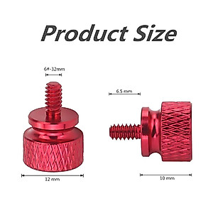 YATENG (10 Pack) Anodized Aluminum Computer Case screws (6-32 Thread) for Computer Cover / Power Supply / PCI Slots / Hard Drives DIY Personality Modification & beautification (Red)