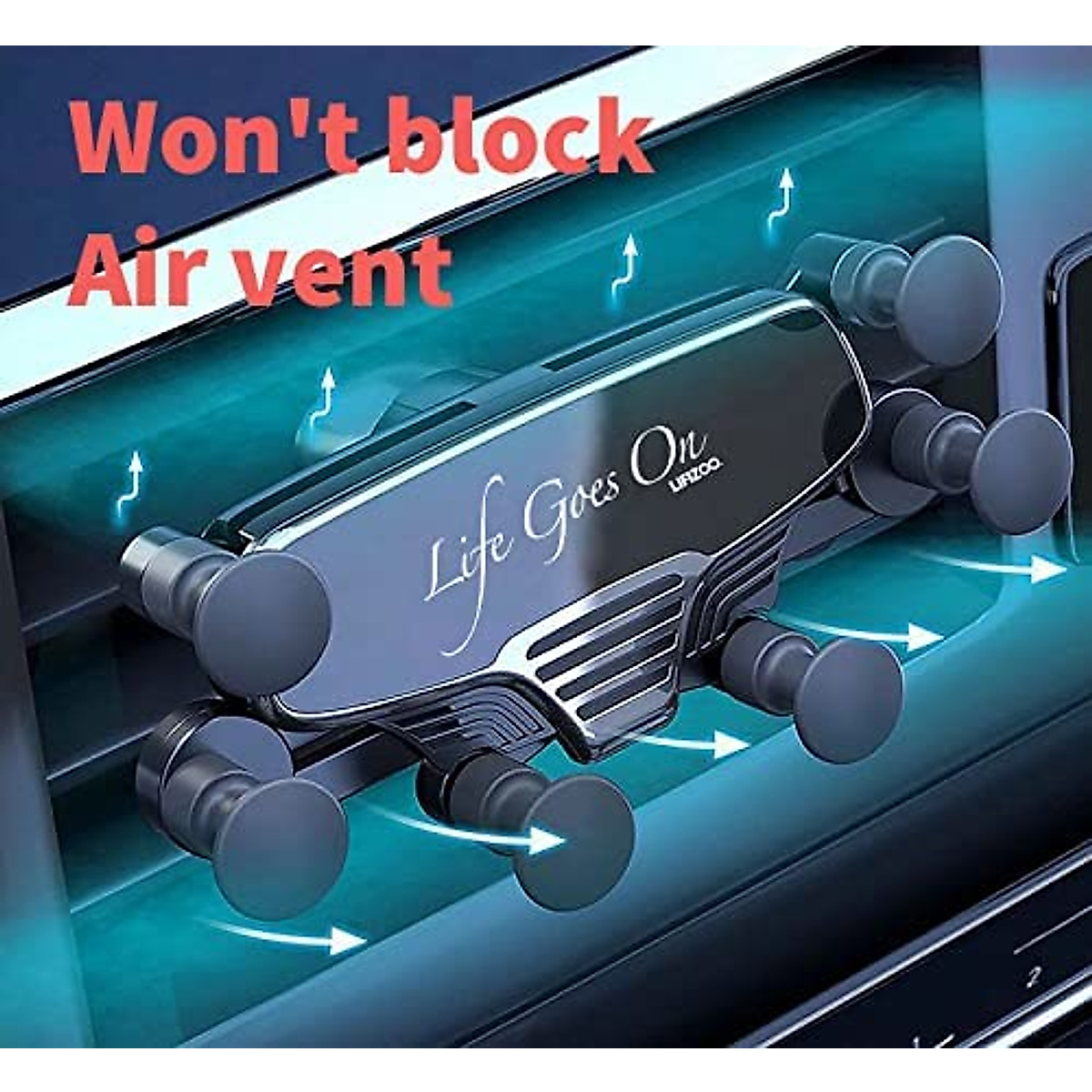 [ Life Goes On ] 2022 Newest Gravity Car Phone Holder Mount Vent Clip, Air Vent Phone Mount for Car, Automatic Locking Universal Smartphone Cradle Compatible for iPhone Galaxy and More. 4.7-6.5 inch