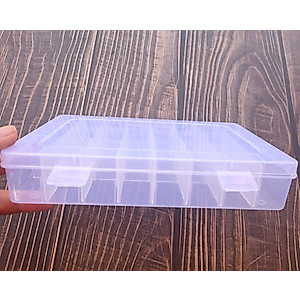 Clear Plastic Storage Box Compartments with Adjustable Dividers, Portable Transparent Beads Earring Jewelry Organizer Holder with Lid for Craft Nail Art Tackle Fishing Hooks Medicine Container Box, 24 Grids