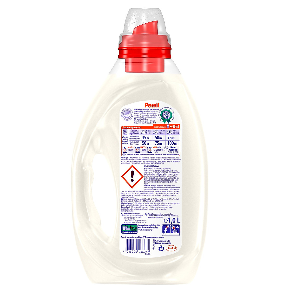 Persil Sensitive Gel Liquid Laundry Detergent - Natural Soap & Almond Milk - 40% More Concentrated, 20 Loads