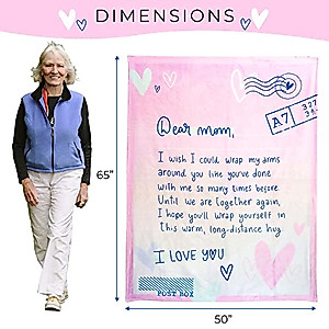 J&A Homes Gifts for Mom - Premium Blanket for Mom from Daughter - Meaningful Blankets, Mothers Birthday Gift from Son I Love You Throw Blanket 65” x 50” (Purple Pink)