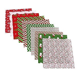 20Pcs Christmas Cotton Fabric Floral Quilting Cloth Piece Fat Patchwork Bundles Quarters Precut Scraps for Xmas Dress Cloth Bag Sewing DIY Craft 20x20cm Random Color