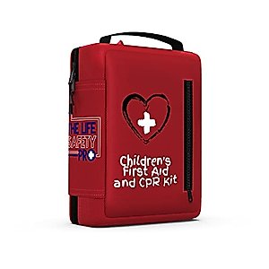 Portable First Aid and CPR Kit for Children - Ideal for Home, Car, School, Camping, and Travel. Latex-Free Bandages – Custom First Aid Guide by The Life Safety Pro