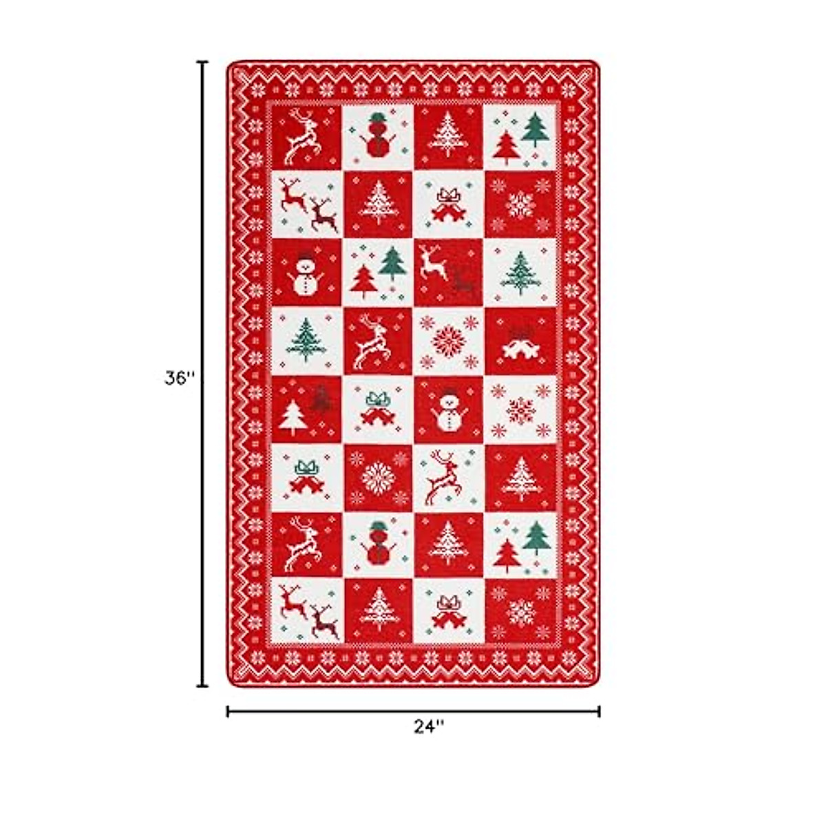 BEIMO Red Area Rug 2x3 Christmas Rug Entryway Kitchen Rug Snowflake Doormat Holiday Decor Print Plaid Floor Cover Bathroom Mat Non Slip Low Pile White Living Room Bedroom Carpet with Gripper