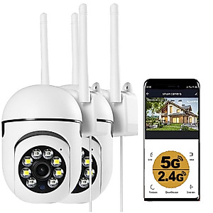 KOWVOWZ Outdoor Security Cameras, 2.4GHz & 5G WiFi Cameras for Home Security, 1080P Dome Surveillance Cameras 360° View, Waterproof with Motion Detection, 2-Way Audio (2PCS)