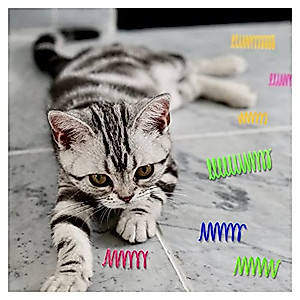 Andiker Cat Toys for Indoor Cats, 4 Big Cat Springs & 8 Small Springs Cat Interactive Toy for Swatting, Biting, Hunting Cat Creative Toy to Kill Time and Keep Fit Colorful Plastic Spring (12pc)
