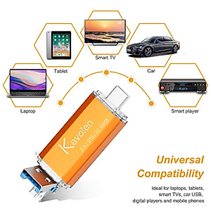 Kavolen 3 in1 128GB High Speed Photo Backup Stick for Android Phones&PC&Laptop. Photo-Memory-Stick-for All Samsung Galaxy Phones.LG,Google Pixel, Huawei, Moto etc.