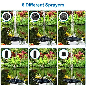 LEDGLE Solar Fountain Pump for Bird Bath, 2W Solar Fountain Pump with 7 Nozzles, Solar Water Fountain with 4 Fixed Rod, Solar Bird Bath Fountains for Outdoors, Pool, Water Feature, Garden, Patio