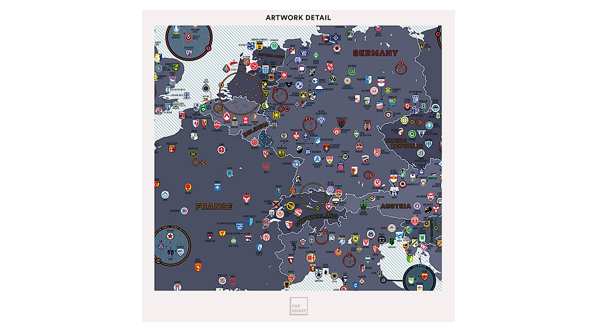 Football Clubs of Europe - 36" x 24" Art Poster