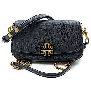 Tory Burch Britten Convertible Crossbody Bag With Gold Hardware (Black)