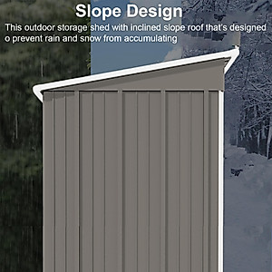 VOTSMOKK 5 x 3 FT Outdoor Storage shed, Metal Tool Shed Storage House with Lockable Door, Small Shed Outside Storage Waterproof Shed for Backyard, Garden and Patio, Grey