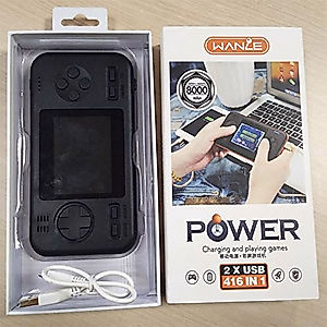 Generic Brands Portable Handheld Game Console and Power Bank, Retro Game Console with Built in Games 416, Classic Video Game Console for Kids Adult