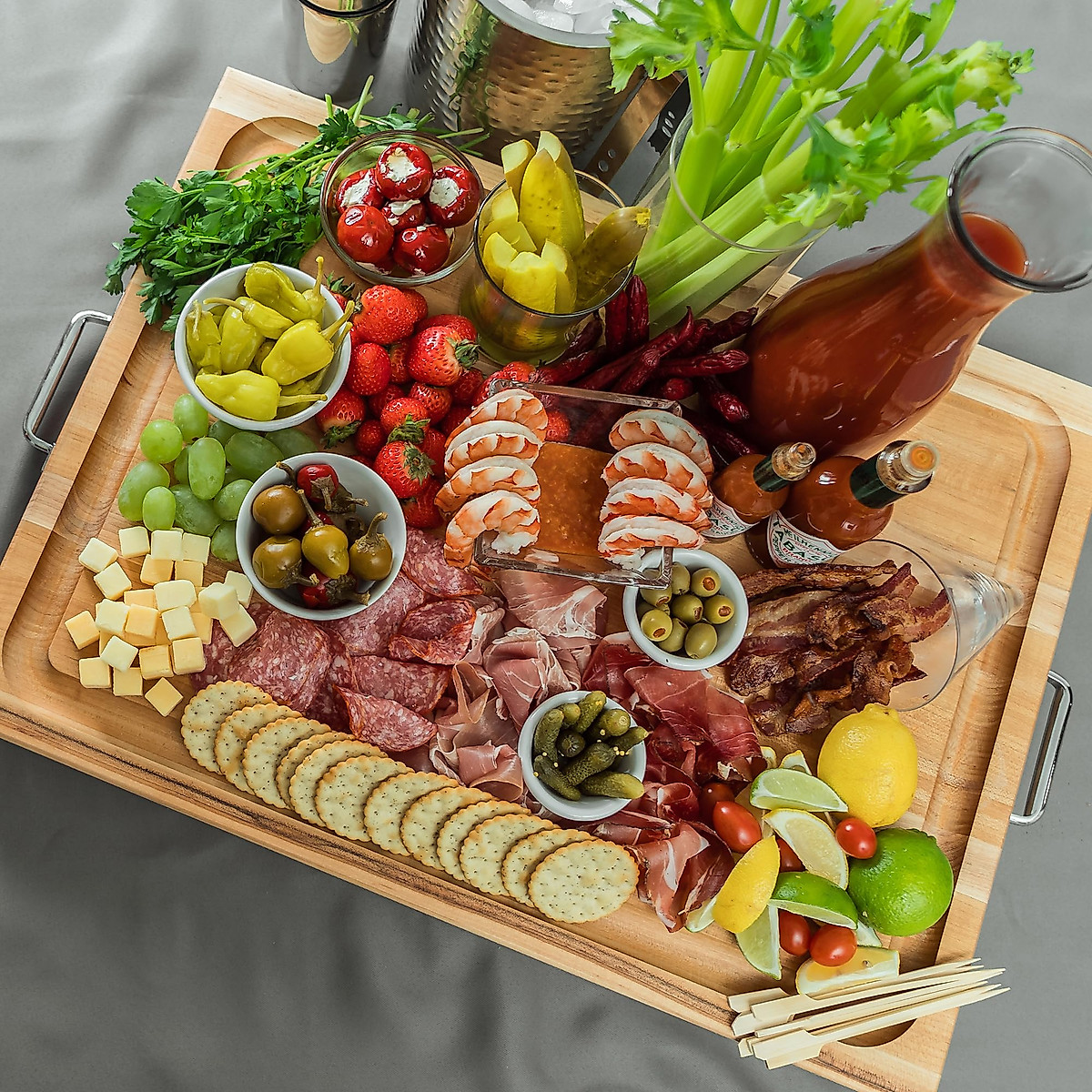 John Boos Block RAFR2418 Reversible Maple Edge Grain Cutting Board with Juice Groove and Chrome Handles, 24 Inches x 18 Inches x 2.25 Inches