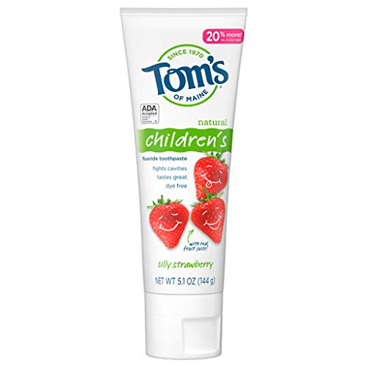 Tom's of Maine Natural Kid's Fluoride Toothpaste, Silly Strawberry, 5.1 oz. (back in original formula)