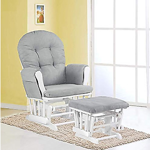 REJOICE HOME Atoll Glider with Ottoman, White/Light Grey