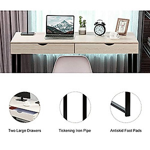 EuCoo Computer Desk Home Office Desks with 2 Drawer, Modern PC Workstation Dormitory Meeting Training Student Study Desktop Desk Laptop Table (White)